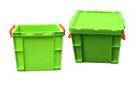 China Green Square Euro Stacking Containers With Locking Lids For Turbocharged Storage for sale