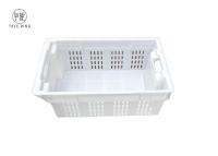 China Mesh Wall And Solid Bottom Hygienic 180 Stack Nest Fishing Crate Totes For Agriculture Fruit for sale