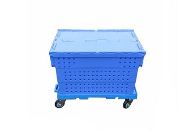 China Recycled Green Plastic Storage Boxes With Lids Hinged  Attached Lids Container for sale
