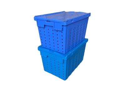 China Stack And Nest Plastic Mesh Container With Attached Lids 600*400*360mm for sale