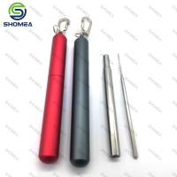 China Custom stainless steel folding straw with portable storage case for sale