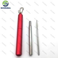 China Custom stainless steel folding straw with portable storage case for sale