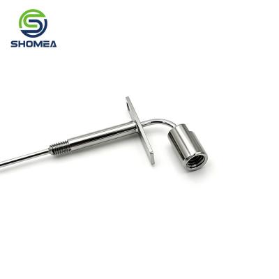 China Customized IVD Stainless Steel Flange Temperature Probe with Angled Cylindrical Connector for sale