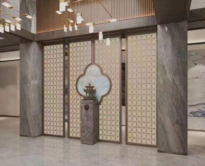 China 304 Grade Stainless Steel Screen Partition Laser Cut Geometric Patterns Metal Room Divider for sale
