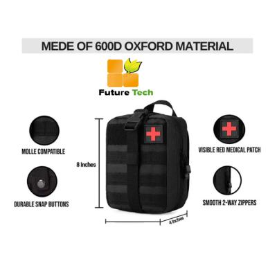 China 600D Oxford Fabric First Aid Kit Emergency Bag CE/ISO13485 Certified for Tactical Medical Outdoor Use for sale