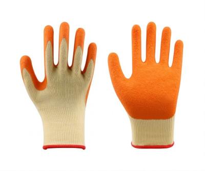 China Crinkle Latex Finish Rubber Dipped Gloves with 10 Gauge Polyester Liner EN388 CE UKCA Certified Safety Work Gloves for sale