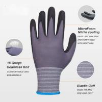 China Seamless Knit Nylon Safety Work Gloves with Breathable Water Repellent and Slip Resistant Features for sale