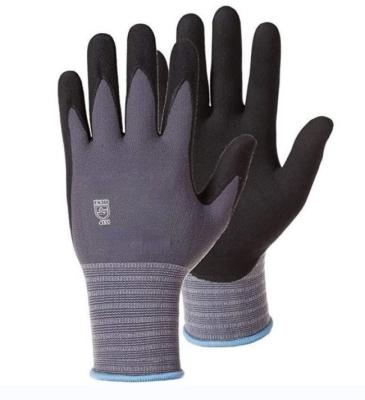 China Seamless Knit Nylon Safety Work Gloves with Breathable Water Repellent and Slip Resistant Features for sale