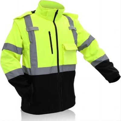 China 55inch Waterproof Safety Reflective Jacket with Removable Hood and Sleeves Compliant with ANSI/ISEA 107-2015 Class 2 for sale
