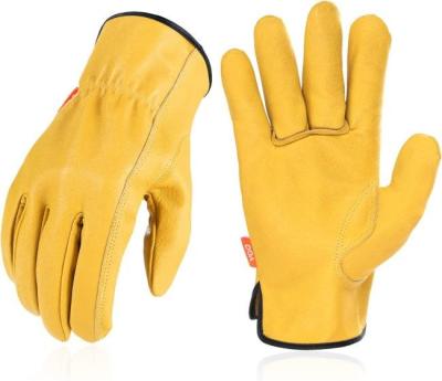 China Tear Resistant Hand Leather Gloves with Dexterity and Easy On Off Design for Safety Work for sale