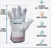 China Hand Leather Gloves with Great Grip Puncture Resistant and Rubberized Safety Cuff for Safety Work for sale