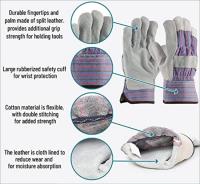 China Hand Leather Gloves with Great Grip Puncture Resistant and Rubberized Safety Cuff for Safety Work for sale