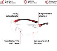 China 10in Clear Rubber Lightweight Anti-Fog UV-Protection Scratch-Resistant Safety Glasses for sale