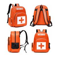 China Nylon Fabric Water-resistant Medical First Aid Backpack with 9 Netted Pockets for Emergency Survival for sale