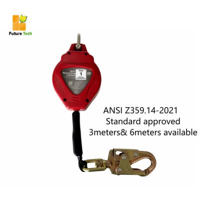 China ANSI Z359.14-2021 Certified Retractable Fall Arrester with 16KN Static Strength and 3-6 Meters Length for Fall Arrest System for sale