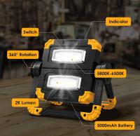 China Rechargeable Portable LED Work Light with 2000 Lumens 360 Degree Rotation and 5000mAh Battery for sale