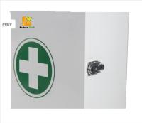 China Wall Mounted First Aid Cabinet with Anti-Rust Powder Coating 0.8mm Steel Thickness and Chromium Plating Lock for sale