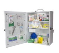 China Wall Mounted First Aid Cabinet with Anti-Rust Powder Coating 0.8mm Steel Thickness and Chromium Plating Lock for sale