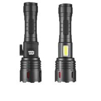 China Powerful 1500-1600 Lumens LED Torch Flashlight with Rechargeable Type-C USB and Telescopic Zoom for Camping Hiking Outdoor for sale