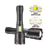 China Powerful 1500-1600 Lumens LED Torch Flashlight with Rechargeable Type-C USB and Telescopic Zoom for Camping Hiking Outdoor for sale