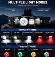 China RGB LED Headlamp Work Light with Type-C Rechargeable and IPX4 Waterproof for Outdoor Activities for sale