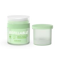 China Customized Empty PET Material Refillable Airless Cosmetic Jar With Inner Recyclable PP Bottle for sale