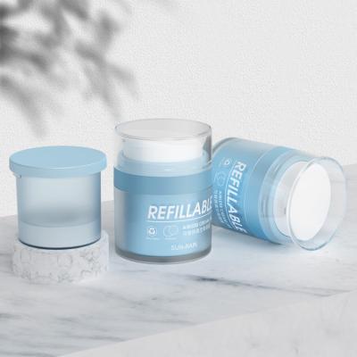 China Customized Empty PET Body Cream Bottle Container PP Material Refillable Airless Cosmetic Bottle for sale
