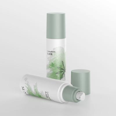 China Beauty Custom Single Wall Green Cosmetic Serum Lotion Bottle 120ml With Dispenser for sale