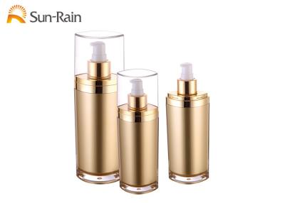 China Decorative Flat Lotion Bottle Acrylic Gold Body With 50ml 60ml 120ml Capacity for sale