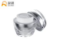 China Empty Acrylic Plastic Cosmetic Jars Silver Aluminum 50ml For Skin Care Packaging for sale