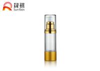 China Custom Airless Pump Bottles Cosmetic Transparent Golden Collar AS Body SR-2108C for sale
