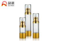 China Custom Airless Pump Bottles Cosmetic Transparent Golden Collar AS Body SR-2108C for sale