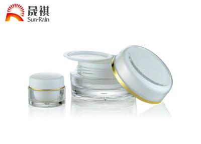 China White Acrylic Empty Cream Jars , Round Plastic Makeup Container 15ml 30ml 50ml for sale