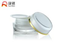 China White Acrylic Empty Cream Jars , Round Plastic Makeup Container 15ml 30ml 50ml for sale