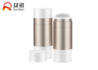 China Empty AS 50g PET Bottle Container Round Deodorant Bottle With Sponge Brush for sale