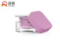 China Double Walled Empty Transparent Acrylic Square Face Cream Jar 50g for sale