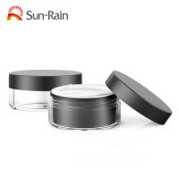 China Luxury Clear Black Round Double Walled 100g Cosmetic Jars Bulk for sale