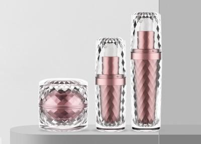 China Luxury Diamond Acrylic Cosmetic Bottle And Jar 30ml 15ml for sale