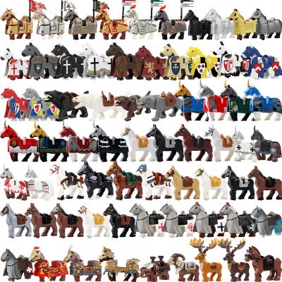 China Animal Mount Building Bricks Horse Medieval Knight Custom Building Blocks Minifigures Collection for sale