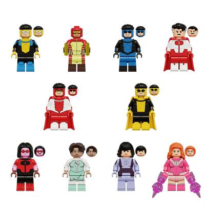 China Invincible Comic Super Heroes Minifigures Omni-Man Atom Eve Assembly Collectible Toys for sale
