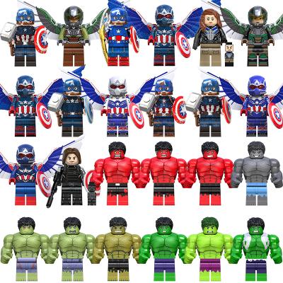 China Red Hulk Super Hero Mini Figures Captain America Winter Soldier Falcon Assembly Toys for sale