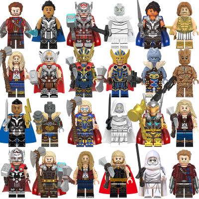 China Thor Zeus Korg Marvel Super Heroes Minifigure Mighty Thor Gorr Valkyrie Assembly Toys for sale