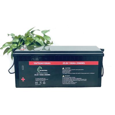 China 24V LiFePo4 Battery 3000 Cycles Long Cycle Life 2560wh 100ah Rechargeable Lithium Ion Batteries for sale