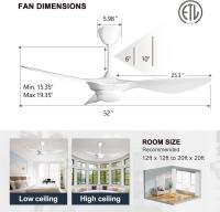 China 6 Speed 52 Inch Ceiling Fan Lighting With Remote Voice And APP Control for sale