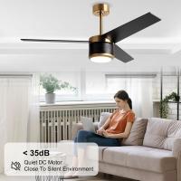 China Smart WIFI Ceiling Fan In White Black Gold 52 Inch Full Brightness for sale