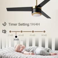 China Smart WIFI Ceiling Fan In White Black Gold 52 Inch Full Brightness for sale