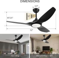 China 52 Inch Fan With Light 3 Color Temperature For Bedroom High CFM Ceiling Fan for sale