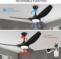 China 52 Inch Fan With Light 3 Color Temperature For Bedroom High CFM Ceiling Fan for sale