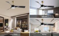China Smart Energy Saving 52 Inch Ceiling Fan Lighting In Black for sale