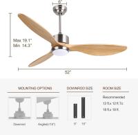 China White Black Gold 52 Ceiling Fan With Light 6 Speed DC Motor for sale